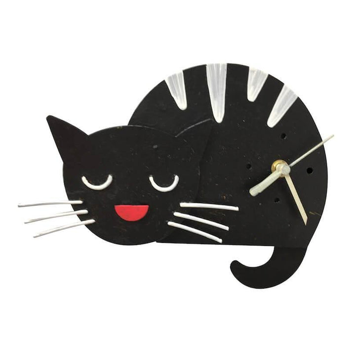 Black Cat Wall Clock | Cat Pendulum Clock | Handmade Clock | Cat Decor