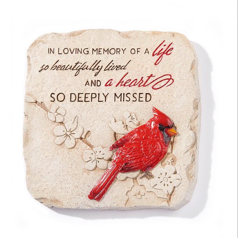 In Loving Memory Stepping Stone | Memorial Plaque with Cardinal - The ...