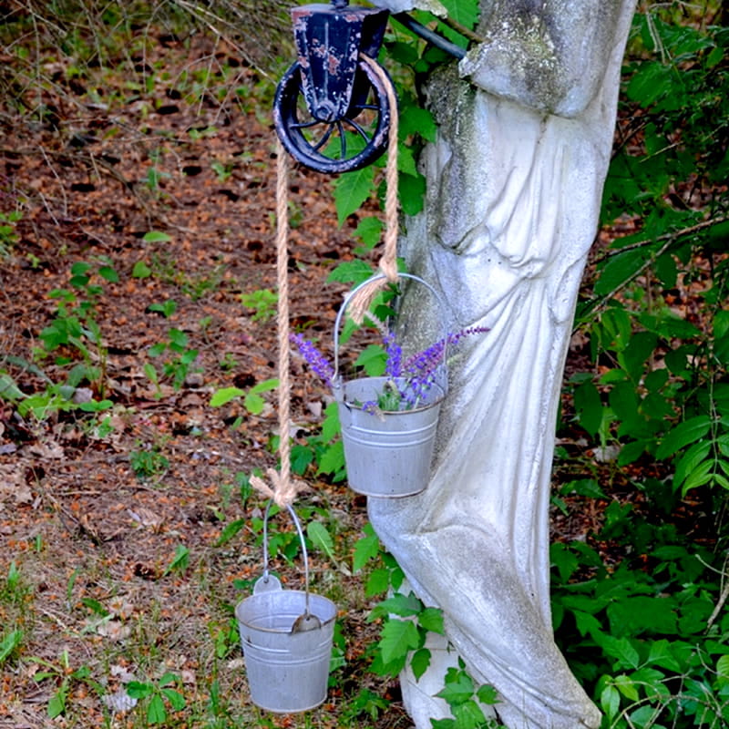 Pulley Bucket Planters | Rustic Pulley Planter | Hangng Pots - The ...